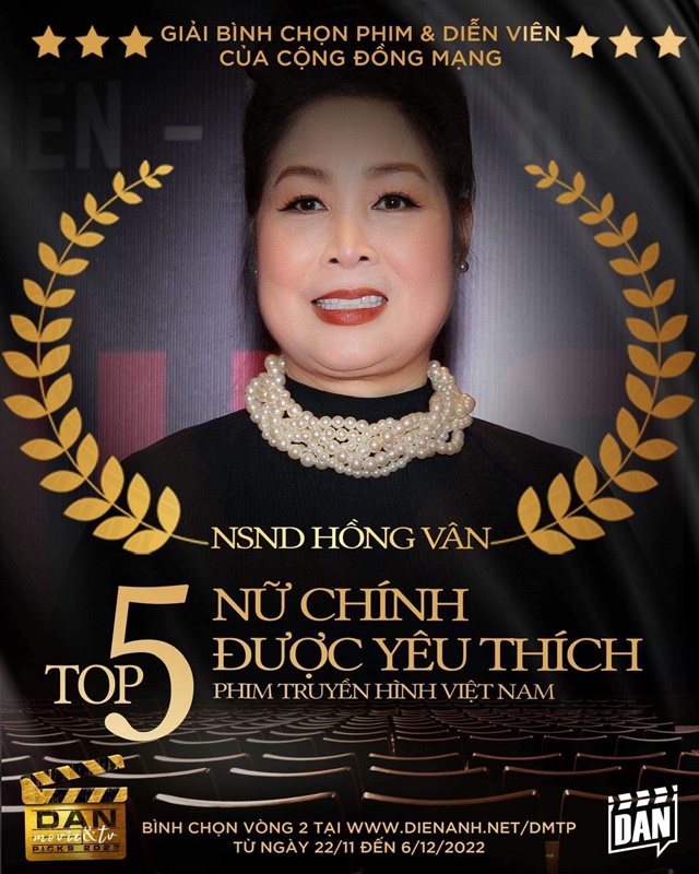 NSND Hồng Vân vui mừng khi lọt vào ‘Top 5 nữ chính được yêu thích’ phim truyền hình Việt Nam